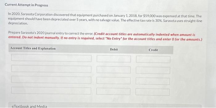 Solved Current Attempt in Progress In 2020, Sarasota | Chegg.com