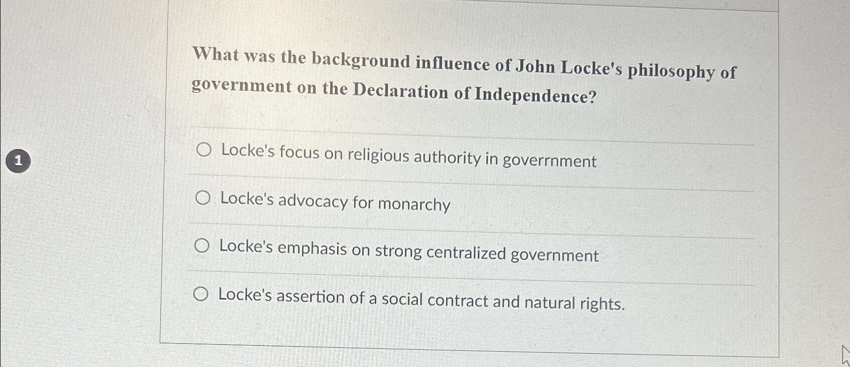 Solved What was the background influence of John Locke's | Chegg.com