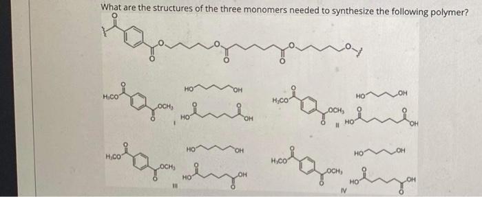Solved What are the structures of the three monomers needed | Chegg.com