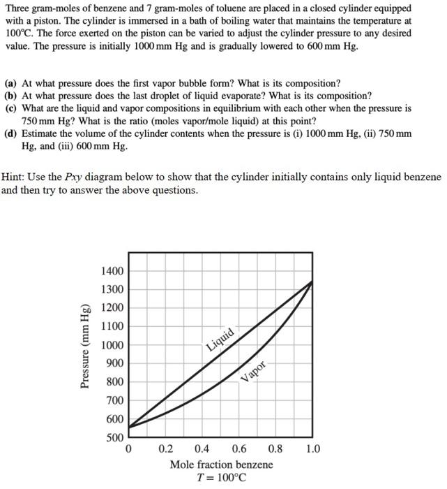 Solved Three gram-moles of benzene and 7 gram-moles of | Chegg.com Solved Three gram-moles of benzene and 7 gram-moles of | Chegg.com