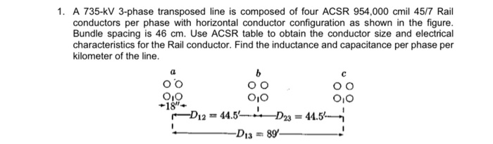 Solved 1. A 735-KV 3-phase transposed line is composed of | Chegg.com