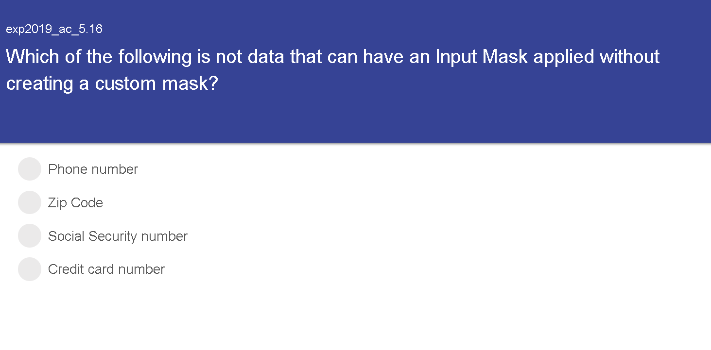 Solved exp2019_ac_5.16Which of the following is not data | Chegg.com