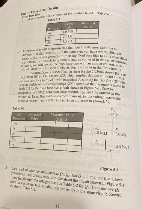 Solved Part 1: Three Blas Circuits Fixed Base Blas Measure | Chegg.com