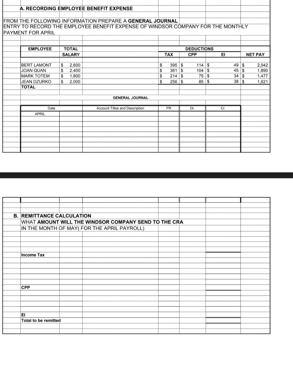 Solved AYROLL REMITTANCE AND REPORTINGASSIGNMENT #1A. | Chegg.com