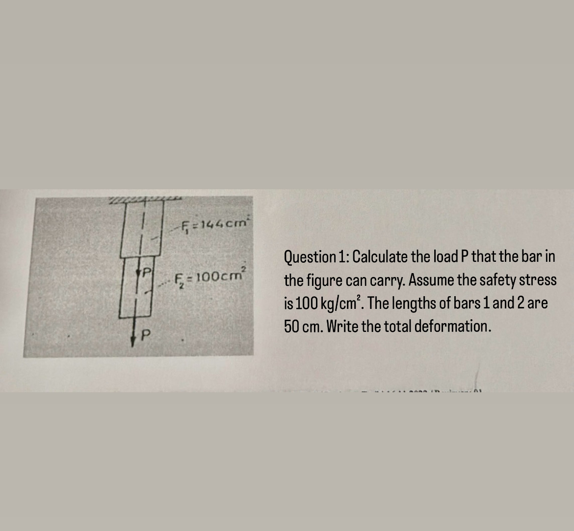 Solved Question 1: Calculate the load P that the bar in the | Chegg.com