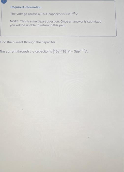 Solved Required information The voltage across a 8.5−F | Chegg.com