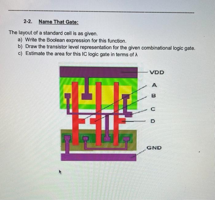 Solved 2-2. Name That Gate: The layout of a standard cell is | Chegg.com