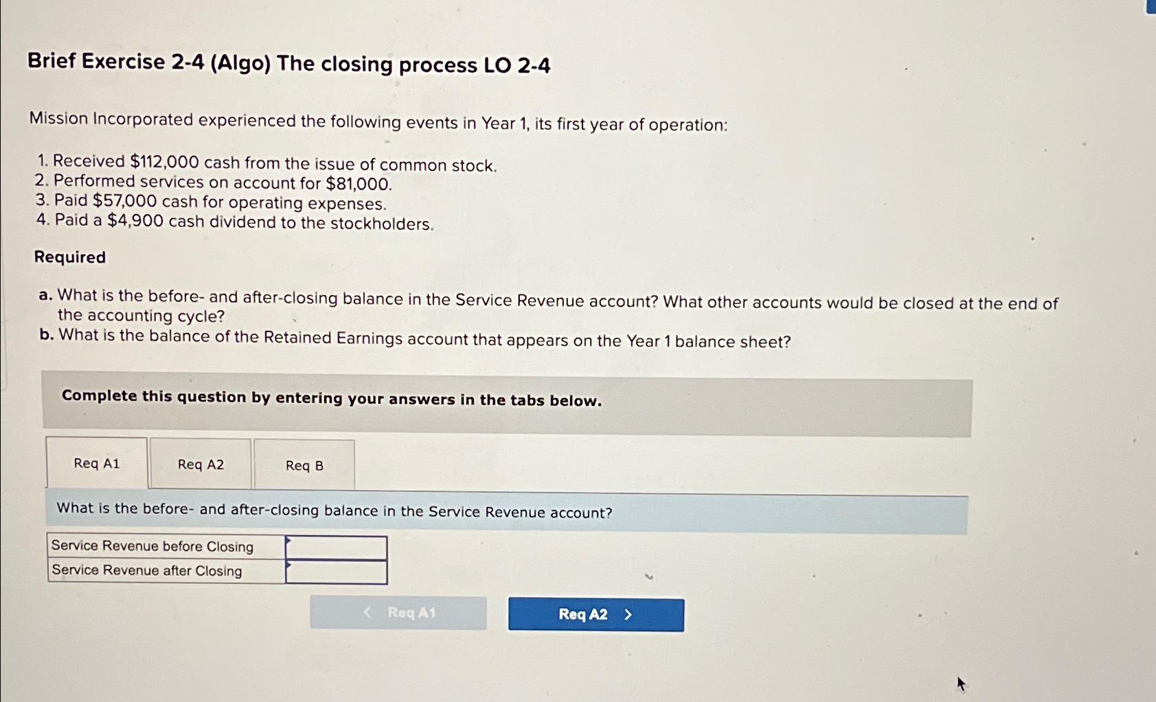 Solved Brief Exercise 2-4 (Algo) ﻿The closing process LO | Chegg.com