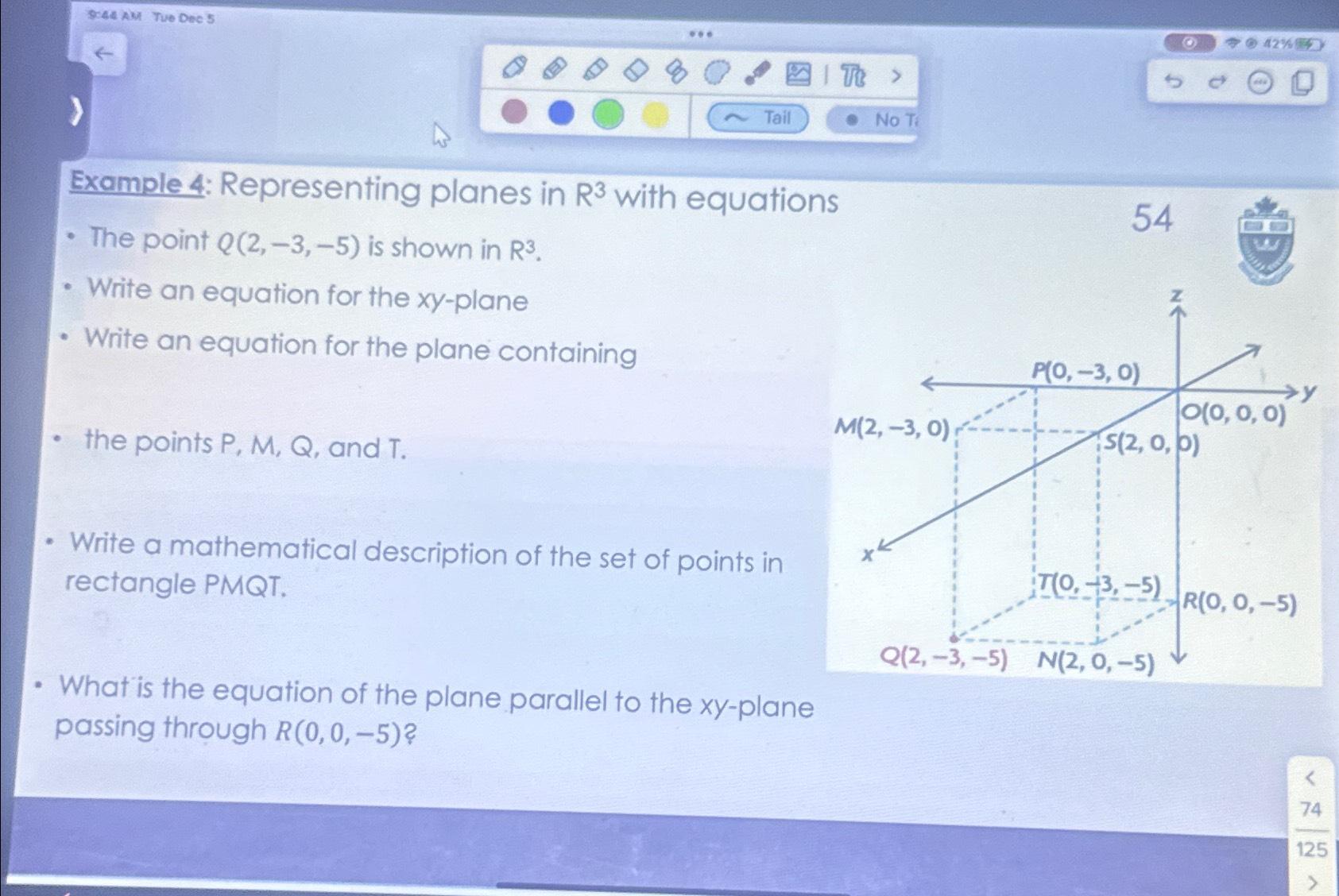 Solved 944 ﻿AM Tue Dee'sExample 4: Representing planes in R3 | Chegg.com