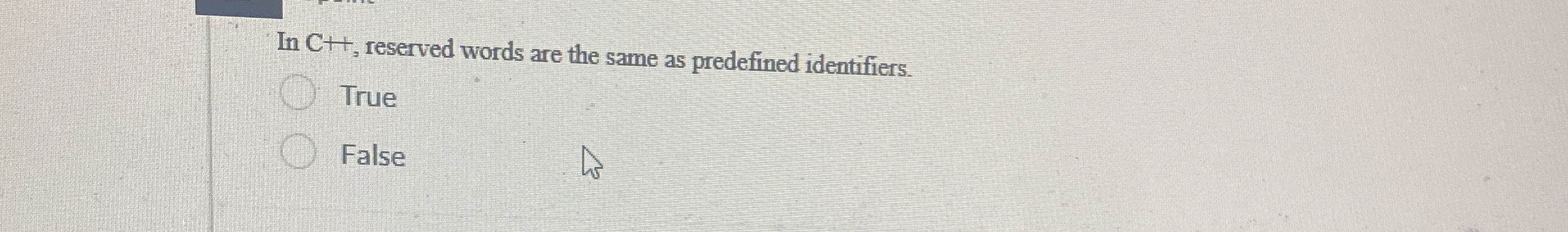 Solved In C++, ﻿reserved words are the same as predefined | Chegg.com