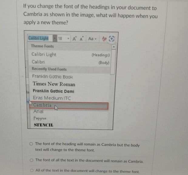 Solved If you change the font of the headings in your | Chegg.com