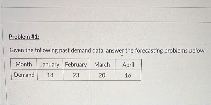 Problem #1c: Calculate the measures of forecast | Chegg.com