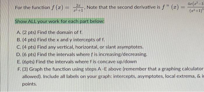 Solved For the function f(x)=x2+12x, Note that the second | Chegg.com
