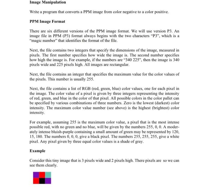 Solved Write a program that converts a PPM image from color | Chegg.com