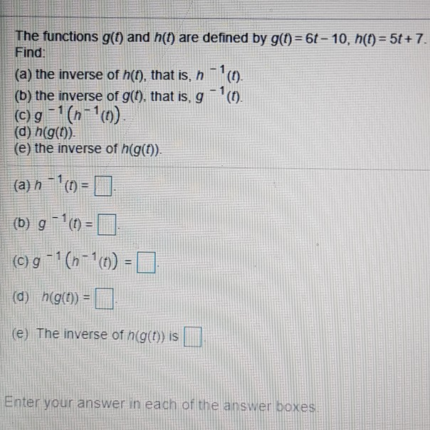 Solved The functions g(t) and h(t) are defined by g(t) = | Chegg.com