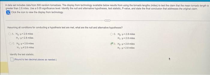 Solved A data sot includes data from 500 random toenadoes. | Chegg.com