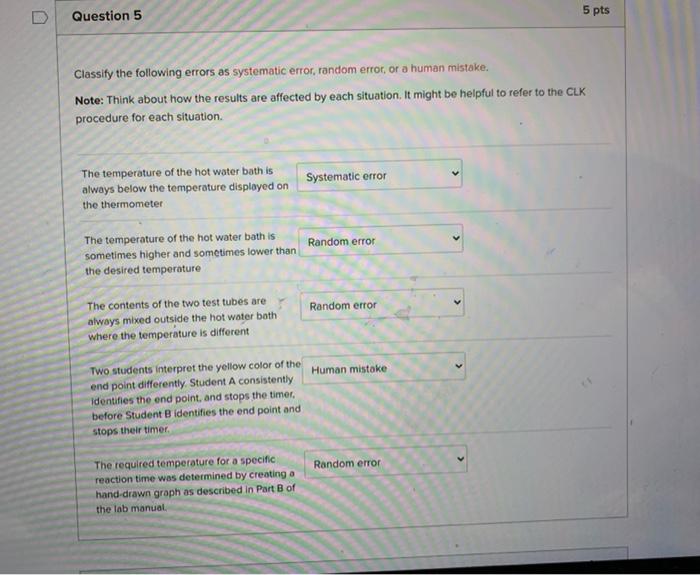 Solved Question 5 5 pts Classify the following errors as | Chegg.com Solved Question 5 5 pts Classify the following errors as | Chegg.com
