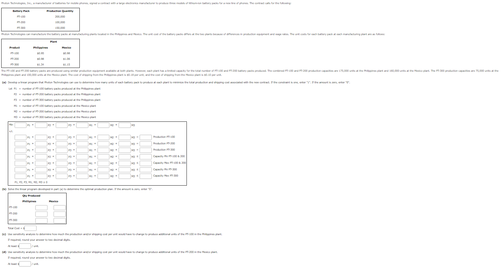 Solved Philippines plant and 100,000 ﻿units at the Mexico | Chegg.com