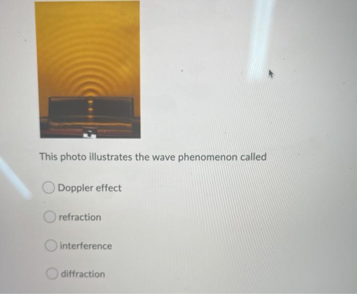 Solved This photo illustrates the wave phenomenon called | Chegg.com