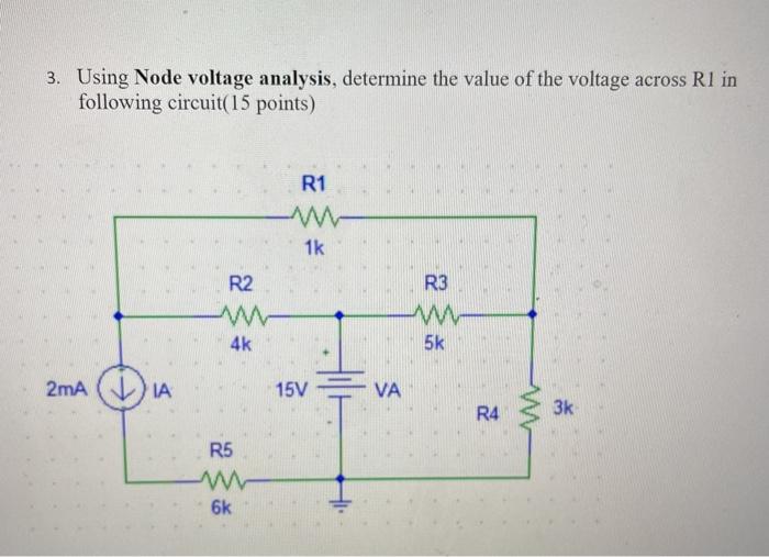 Solved 3. Using Node voltage analysis, determine the value | Chegg.com