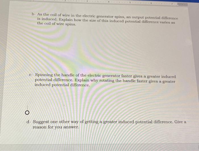 Solved b- As the coil of wire in the electric generator | Chegg.com