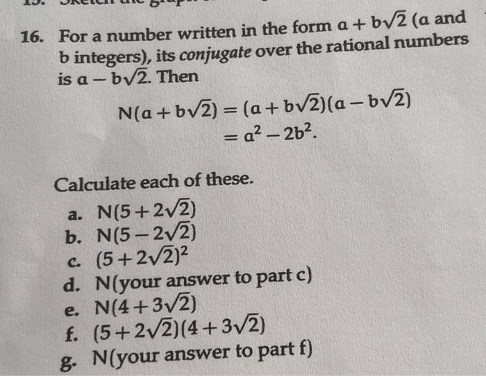 Solved 6. For a number written in the form a+b2 ( a and b | Chegg.com