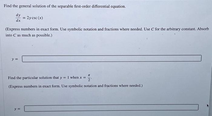 Solved Find The General Solution Of The Separable