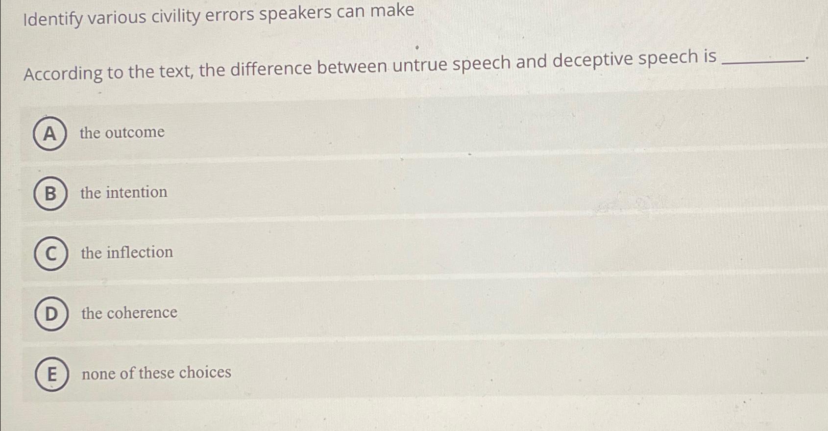 Solved Identify various civility errors speakers can | Chegg.com