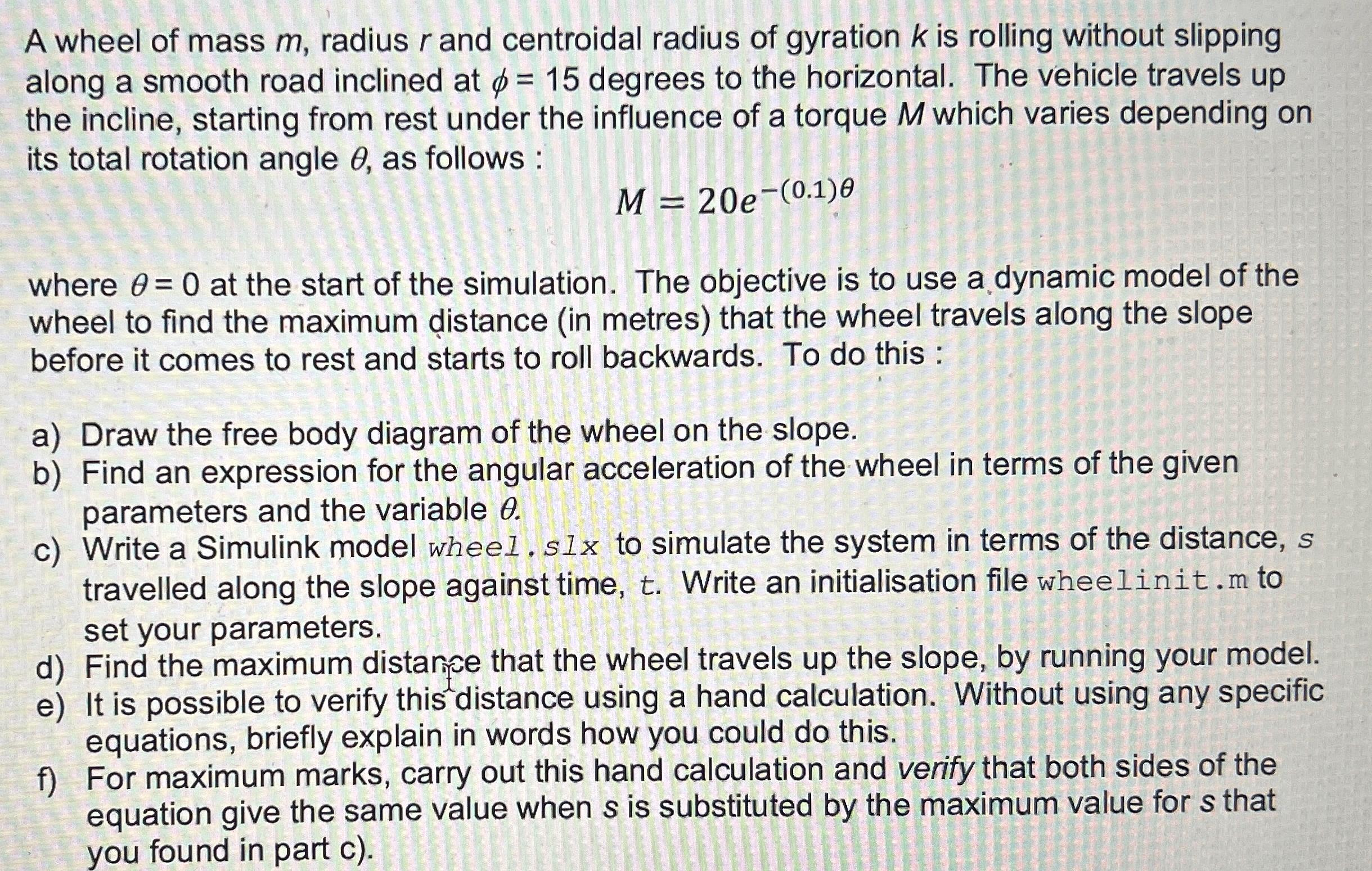 Solved A wheel of mass m, ﻿radius r ﻿and centroidal radius | Chegg.com