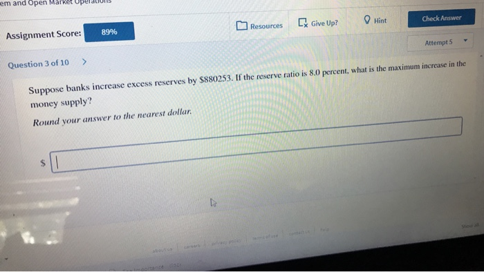 Solved em and Open Market [ Give Up? Hint Resources Check | Chegg.com
