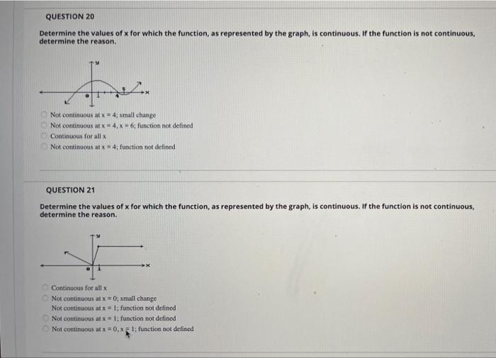 Solved Determine the values of x for which the function, as | Chegg.com