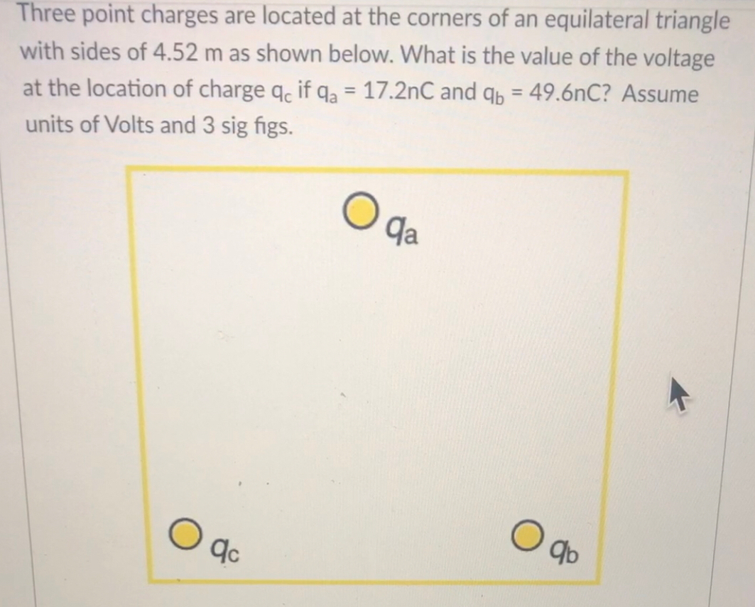 Solved Three point charges are located at the corners of an | Chegg.com