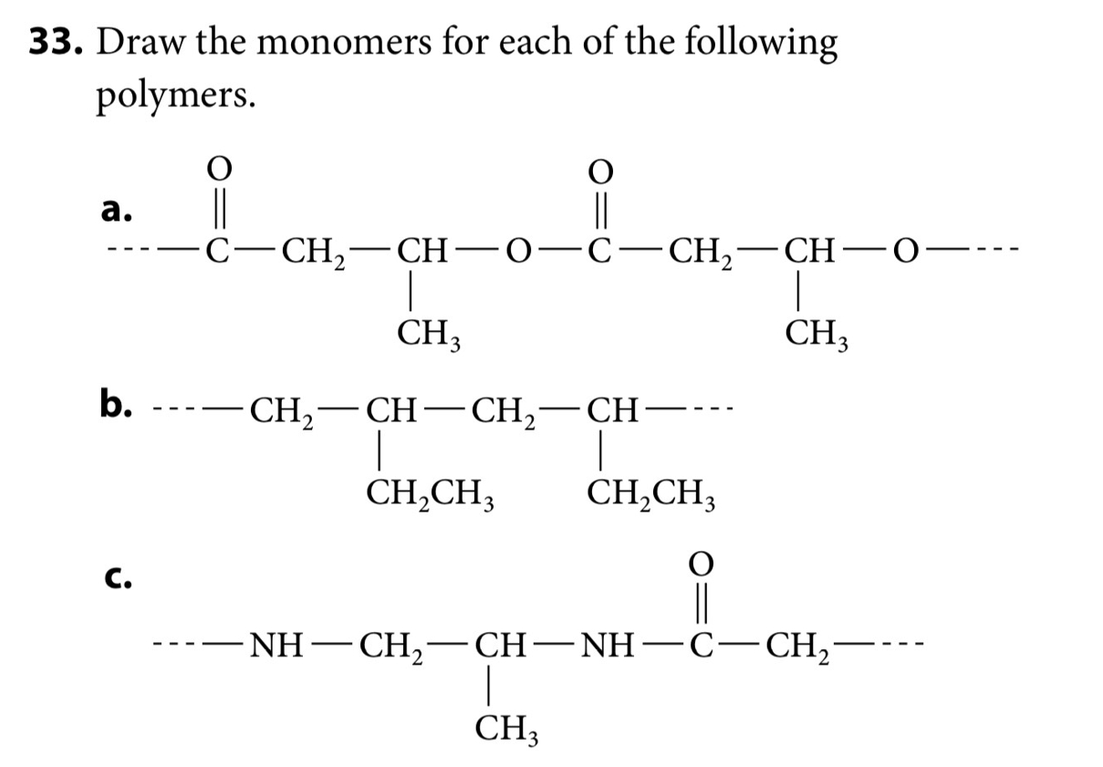 Solved Draw the monomers for each of the followingpolymers. | Chegg.com