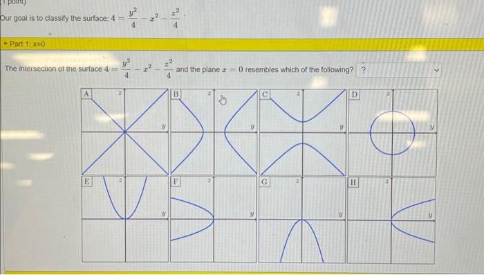 Solved Dur goal is to classify the surface: 4=4y2−x2−4z2 - | Chegg.com