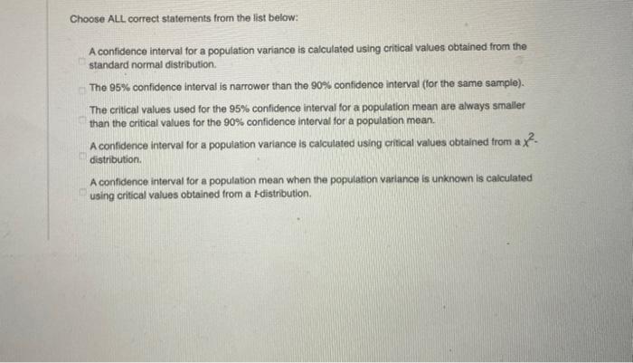 Solved Choose ALL correct statements from the list below: A | Chegg.com
