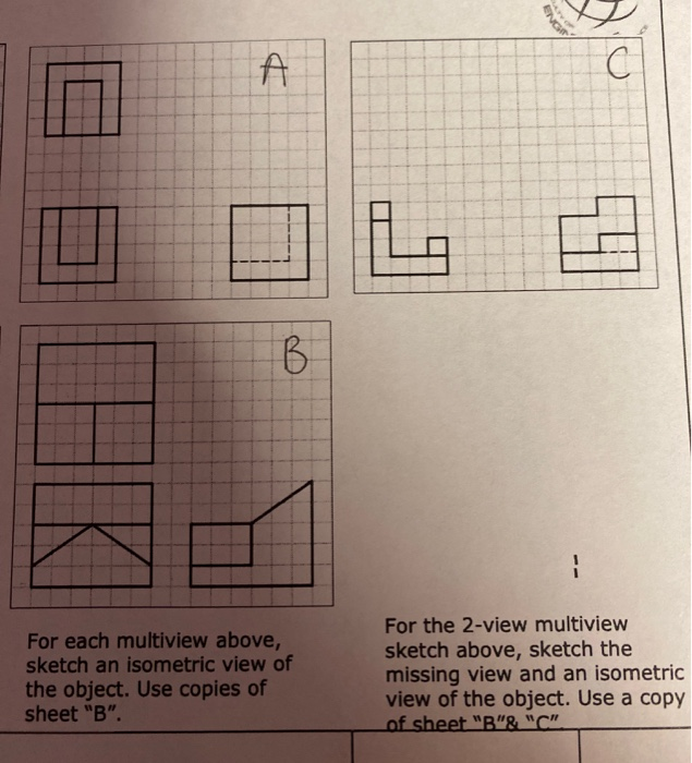 Solved ENGI A L B Б i For each multiview above, sketch an | Chegg.com