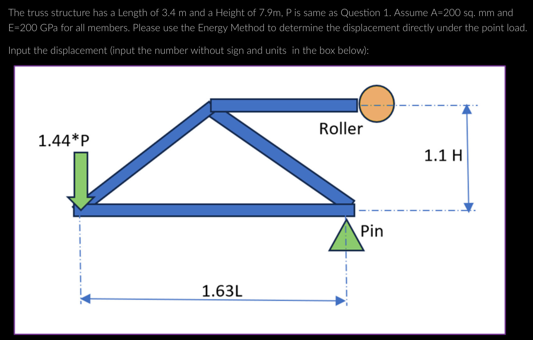 Solved The truss structure has a Length of 3.4m ﻿and a | Chegg.com