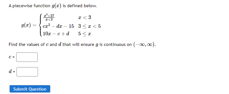 Solved A piecewise function g(x) ﻿is defined | Chegg.com