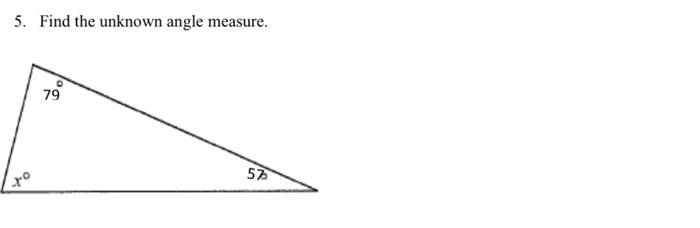 Solved 5. Find the unknown angle measure. | Chegg.com