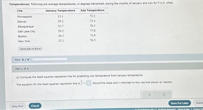 Solved (a) Compute the least-squares regression line for | Chegg.com