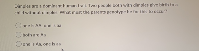 Solved Dimples are a dominant human trait. Two people both | Chegg.com