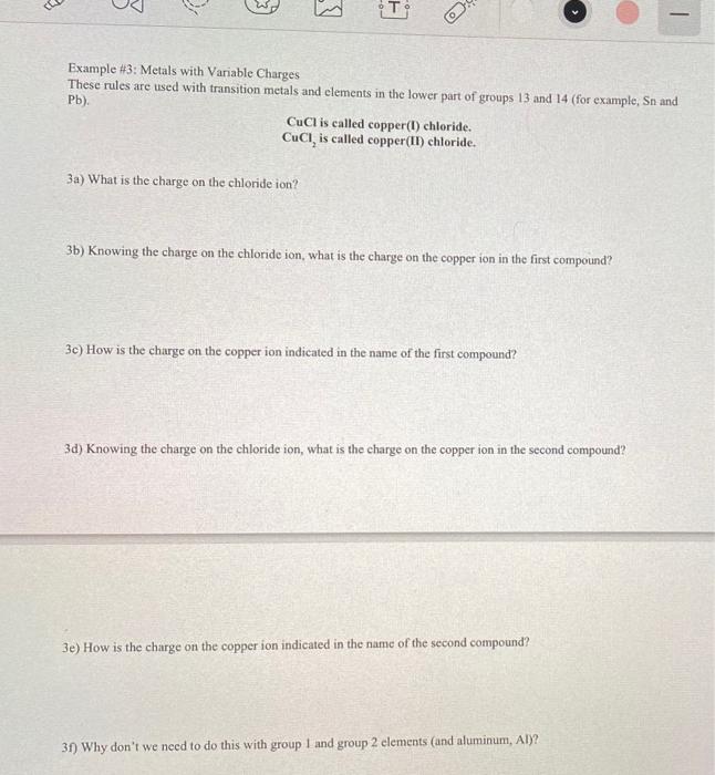Solved B 3 ☺ T Example #3: Metals with Variable Charges | Chegg.com