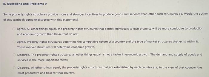 Solved Some property rights structures provide more and | Chegg.com