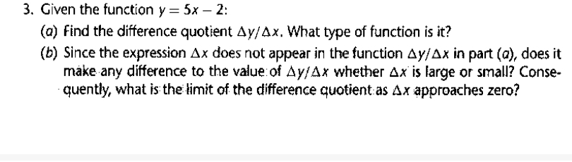 Solved Given the function y=5x-2 ﻿:(a) ﻿Find the difference | Chegg.com