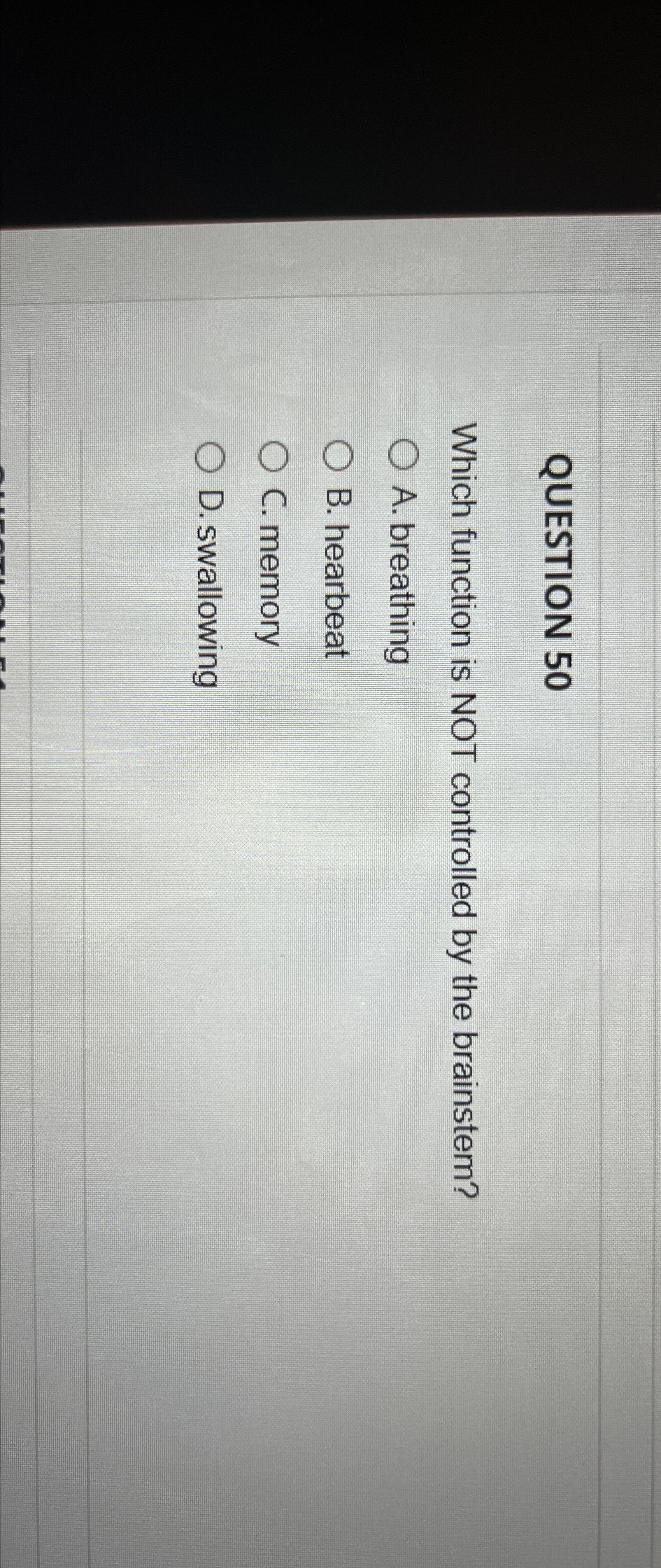 Solved QUESTION 50Which function is NOT controlled by the | Chegg.com