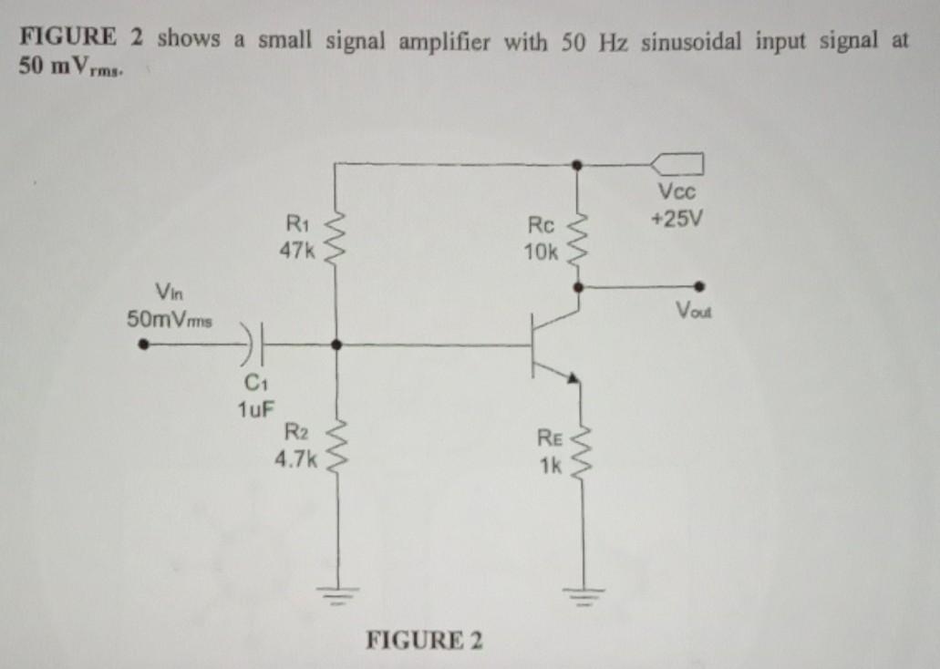 Solved FIGURE 2 shows a small signal amplifier with 50 Hz | Chegg.com