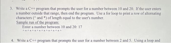 Solved 3. Write a C++ program that prompts the user for a | Chegg.com