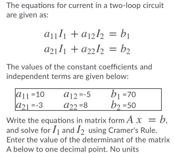 Solved The equations for current in a two-loop circuit are | Chegg.com
