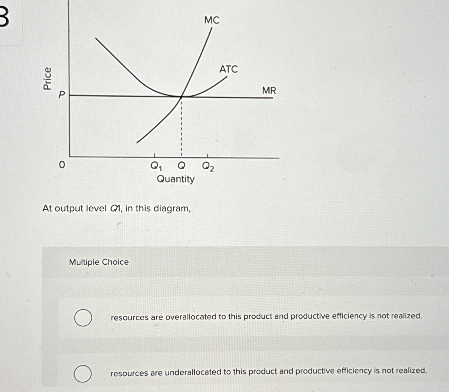 Solved At output level Q1, ﻿in this diagram,Multiple Choice | Chegg.com