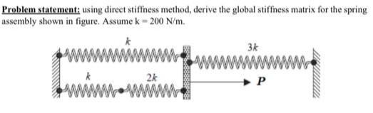 Solved Problem statement: using direct stiffness method, | Chegg.com
